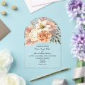Rustic Peach Floral Wedding Acrylic Invitations | Zazzle