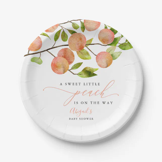 Rustic Peach Theme Baby Shower Paper Plate | Zazzle