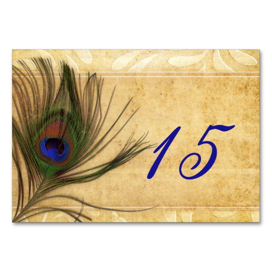 Rustic Peacock Feather wedding table numbers | Zazzle.com