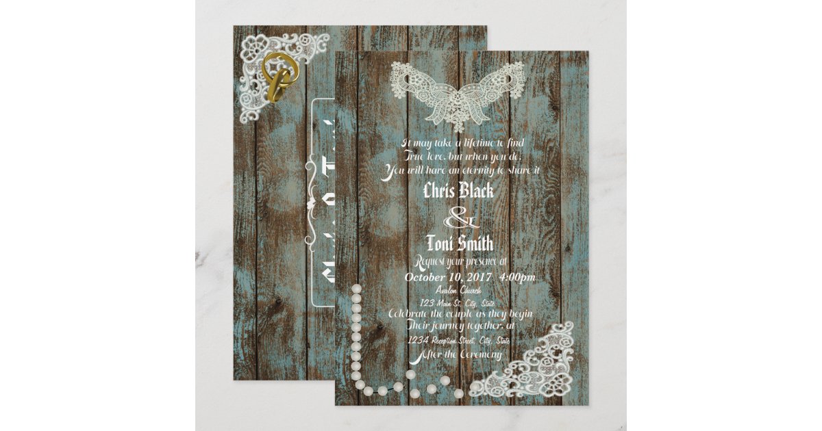 Rustic Pearls & Lace Wedding Invite | Zazzle