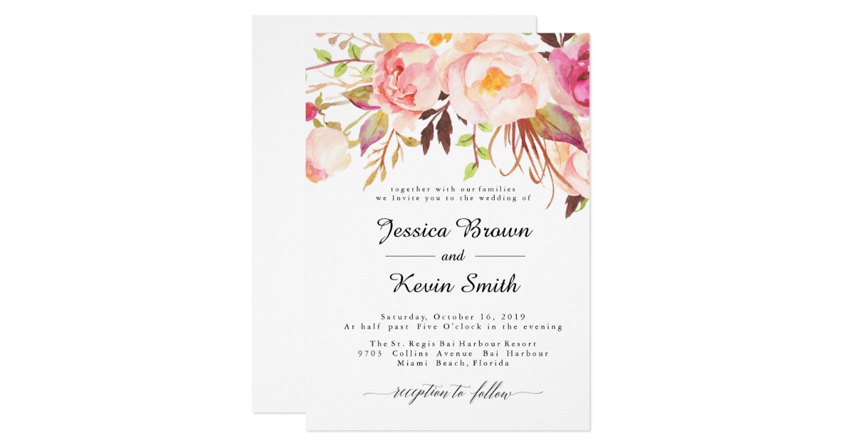 Rustic Peony Floral Wedding Invitation-3 Invitation | Zazzle.com