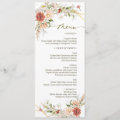Rustic Peony Rose Terracotta Floral Wedding Menu | Zazzle