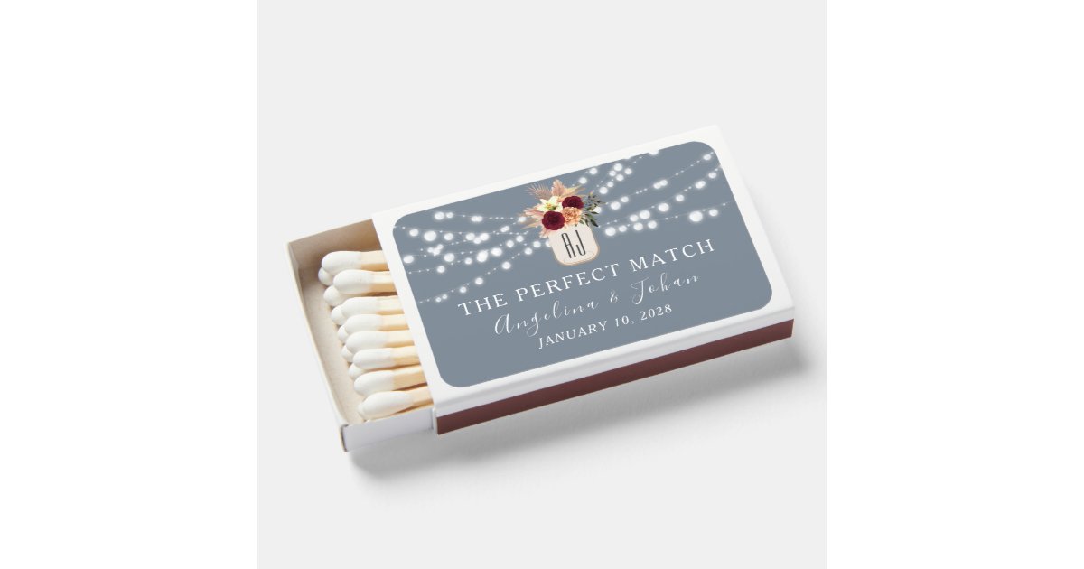 Rustic Perfect Match Wedding Favor Matchbox | Zazzle
