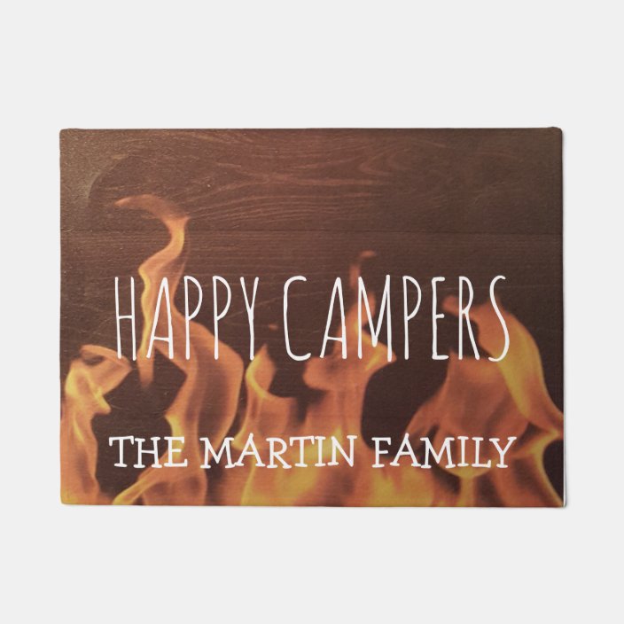 Rustic Personalized Camping Campfire Happy Campers Doormat | Zazzle.com