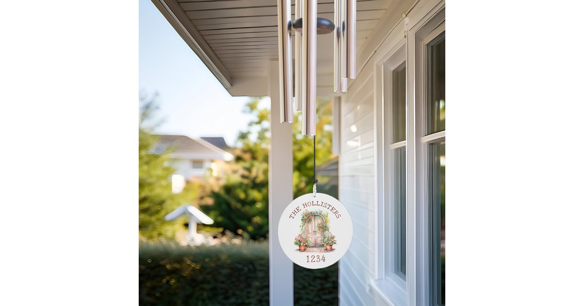 Rustic Personalized Front Door with Address Wind Chime | Zazzle