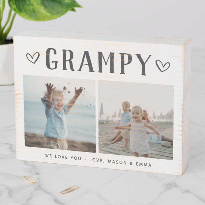 Rustic Personalized Grampy Photo Wooden Box Sign | Zazzle.com