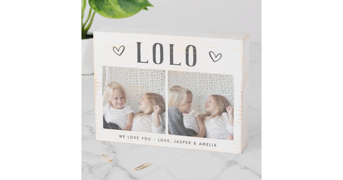 Rustic Personalized Lolo Photo Wooden Box Sign | Zazzle