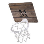 Rustic Personalized Monogram Script Name Mini Basketball Hoop | Zazzle