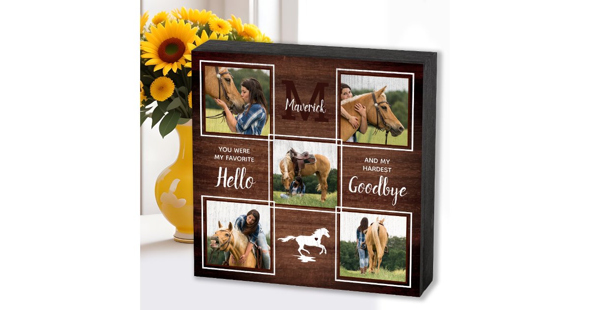 Rustic Personalized Pet Horse Memorial Photo Wooden Box Sign | Zazzle