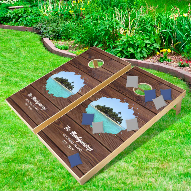 Rustic Personalized Photo Splash Custom Cornhole Set | Zazzle
