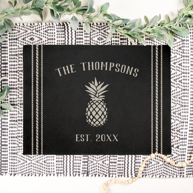 Rustic Personalized Pineapple Doormat | Zazzle
