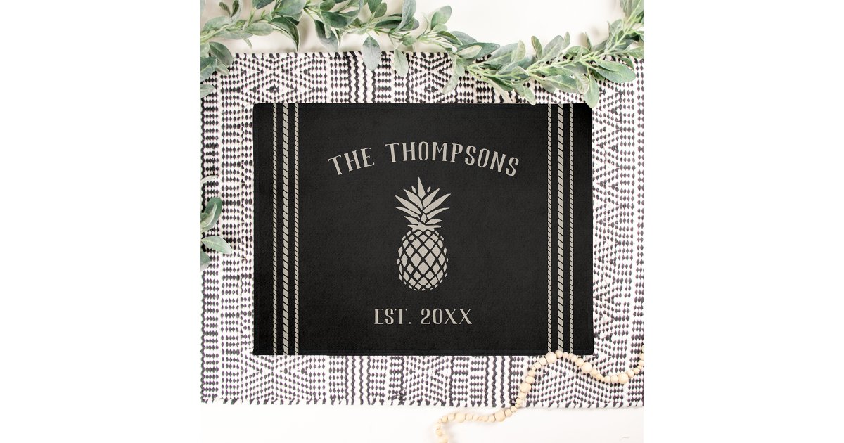 Rustic Personalized Pineapple Doormat | Zazzle