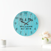 Rustic Personalized Teal Wood Custom Large Clock | Zazzle