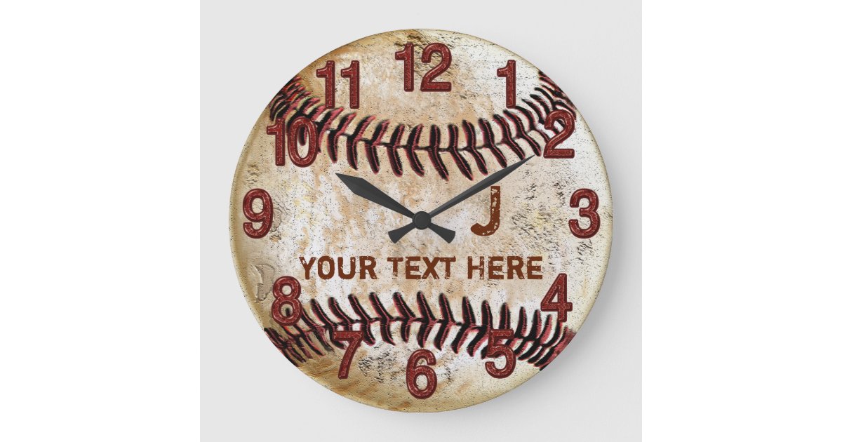 Rustic Personalized Vintage Baseball Wall Clocks | Zazzle