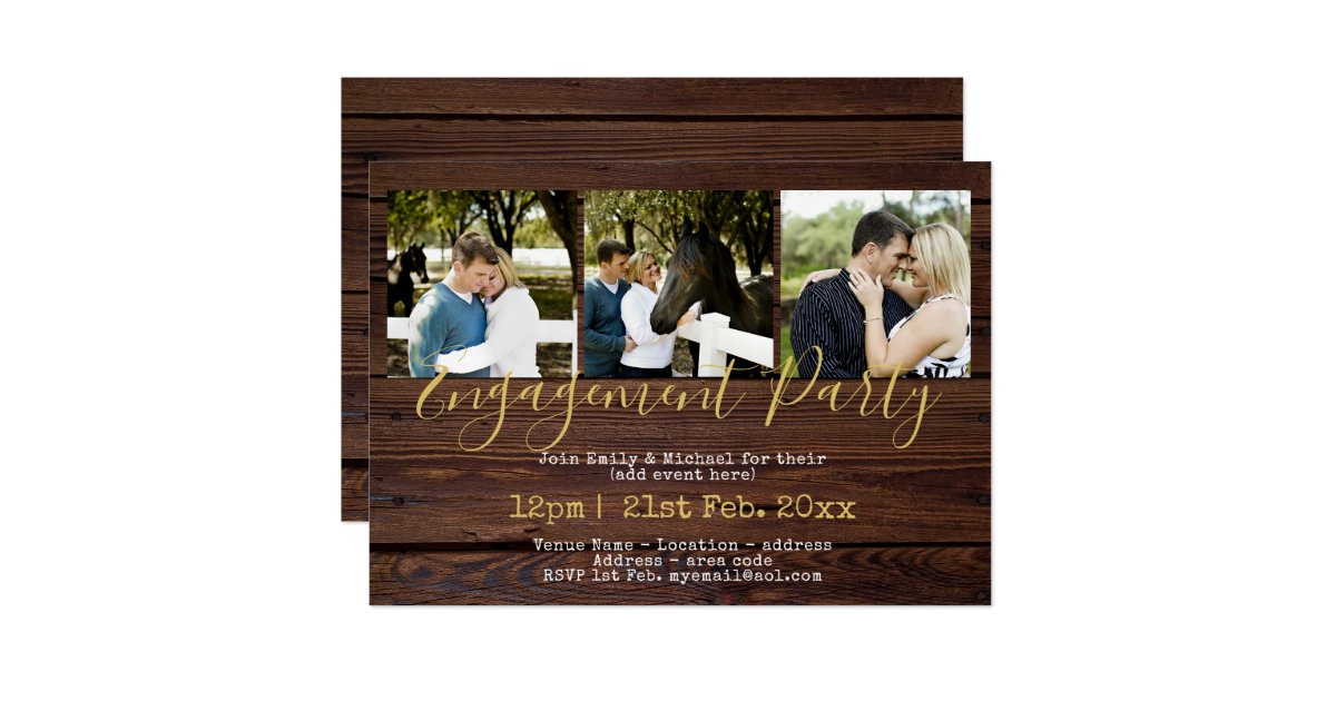Rustic PHOTO Engagement Party Invitations Wood | Zazzle.com