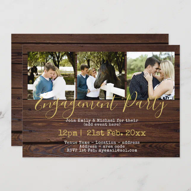 Rustic PHOTO Engagement Party Invitations Wood | Zazzle