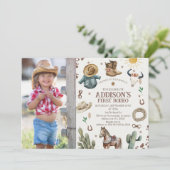 Rustic Photo First Rodeo Wild West 1st Birthday Invitation | Zazzle