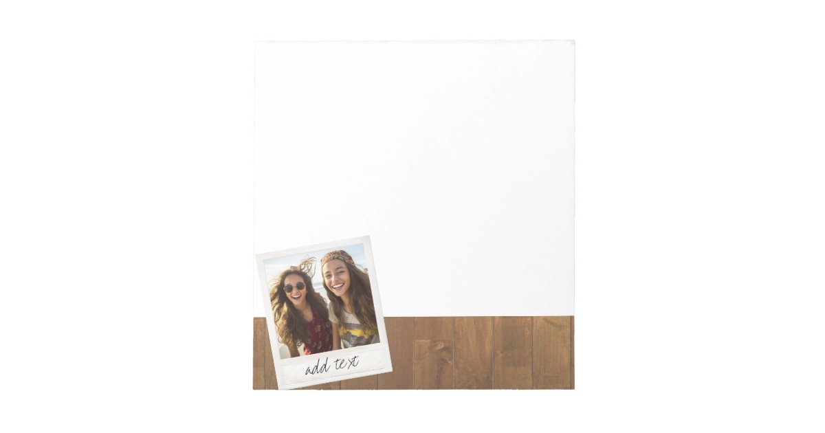 Rustic Photo Frame with Square Instagram and Wood Notepad | Zazzle