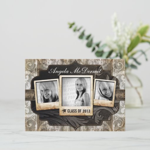 Rustic Photo Graduation Announcement Invite | Zazzle