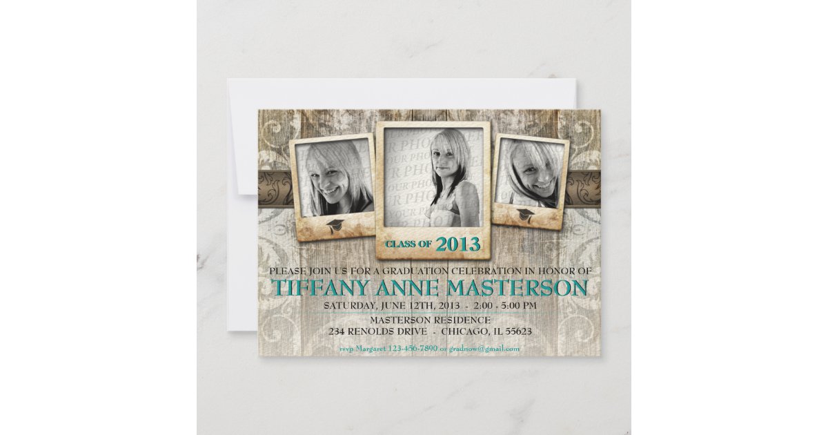 Rustic Photo Graduation Announcement Invite | Zazzle