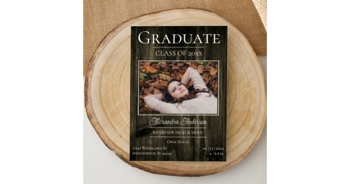 Rustic Photo Graduation Open House Invite | Zazzle