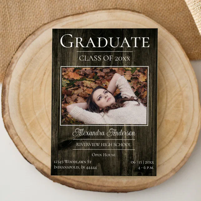 Rustic Photo Graduation Open House Invite | Zazzle
