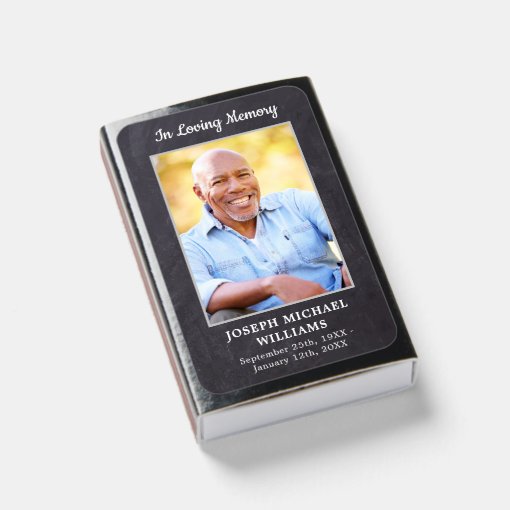 Rustic Photo In Loving Memory Memorial Funeral Matchboxes | Zazzle