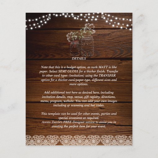 Rustic Photo Overlay Lace Wood Jars Wedding Invite | Zazzle