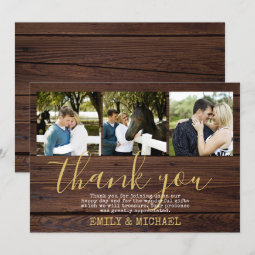 Rustic PHOTO Thank You Cards Barn Gold | Zazzle