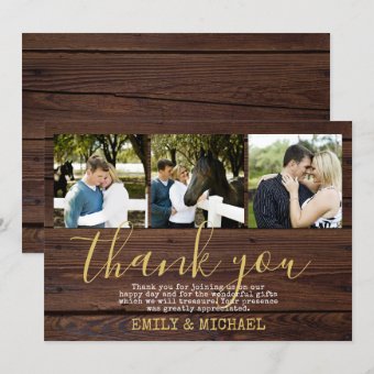 Rustic PHOTO Thank You Cards Barn Gold | Zazzle