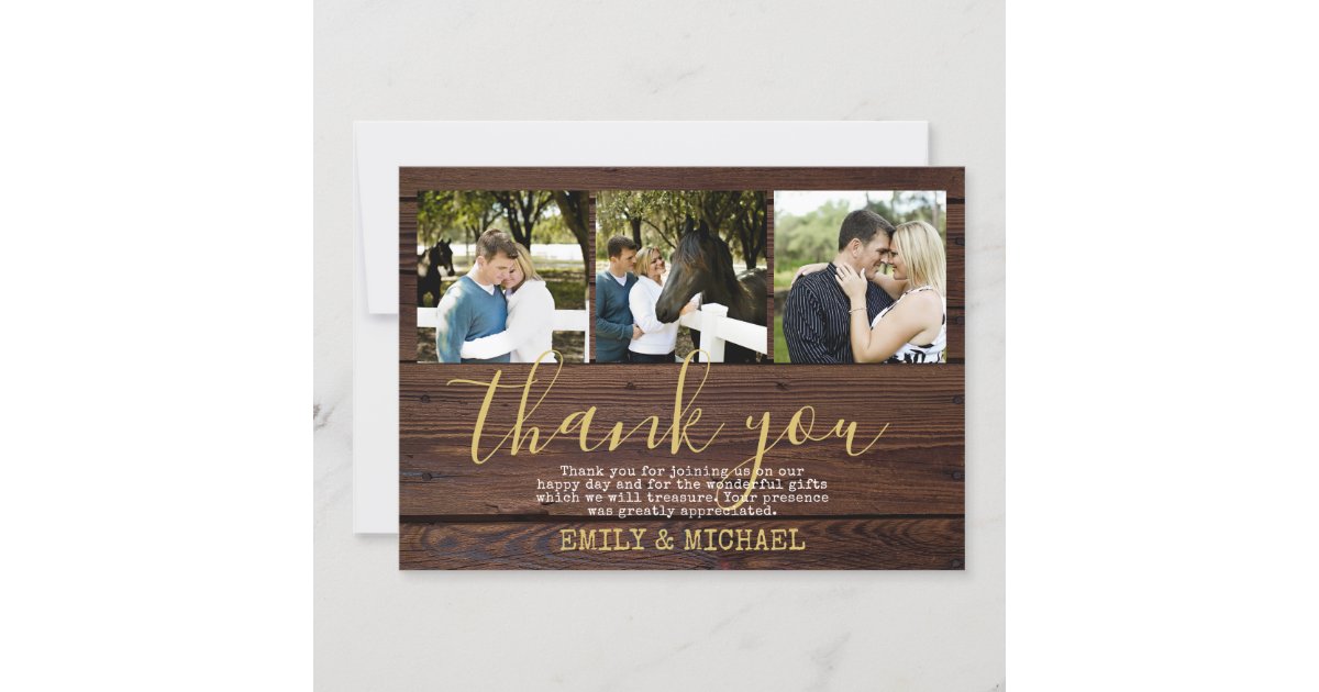 Rustic PHOTO Thank You Cards Barn Gold | Zazzle