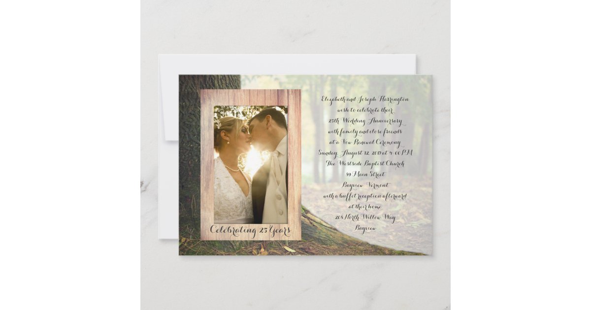 Rustic Photo Vow Renewal Ceremony Invitations | Zazzle