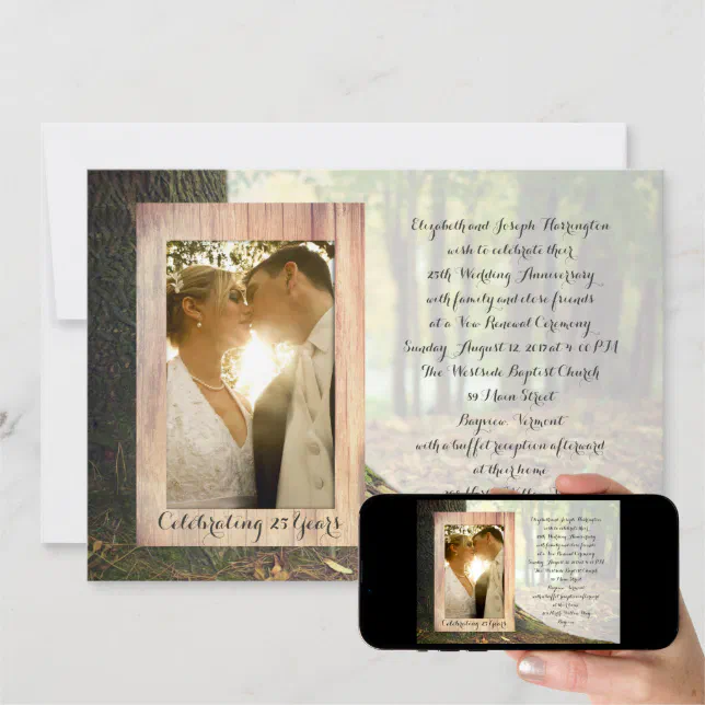 Rustic Photo Vow Renewal Ceremony Invitations | Zazzle