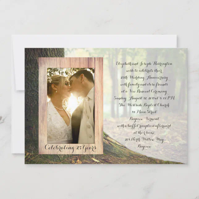 Rustic Photo Vow Renewal Ceremony Invitations | Zazzle