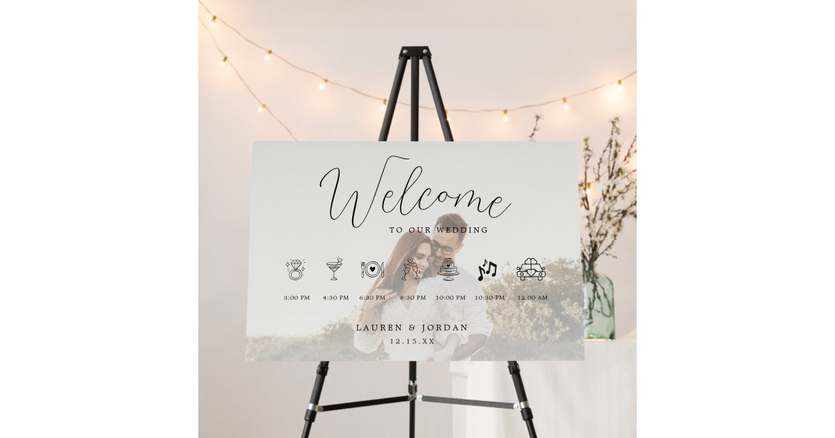 Rustic Photo Wedding Timeline Welcome Sign | Zazzle