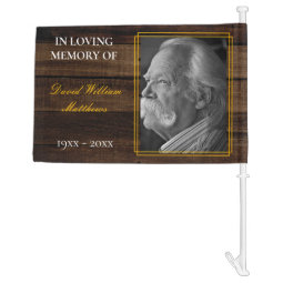 Rustic Photo Wood Look Bereavement | Funeral Car Flag | Zazzle