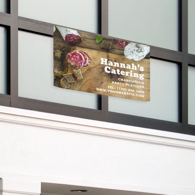 Rustic Photo Wooden Board Charcuterie Catering Banner | Zazzle