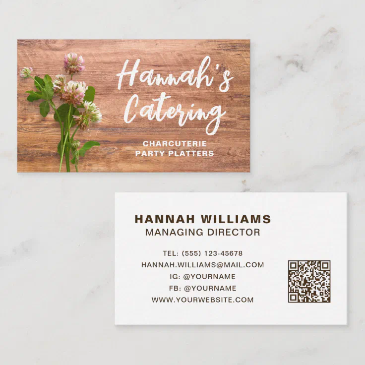 Rustic Photo Wooden Board Charcuterie Catering Business Card | Zazzle