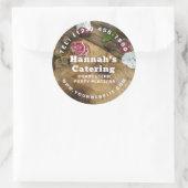 Rustic Photo Wooden Board Charcuterie Catering Classic Round Sticker ...