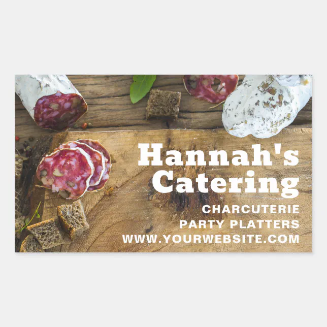 Rustic Photo Wooden Board Charcuterie Catering Rectangular Sticker | Zazzle