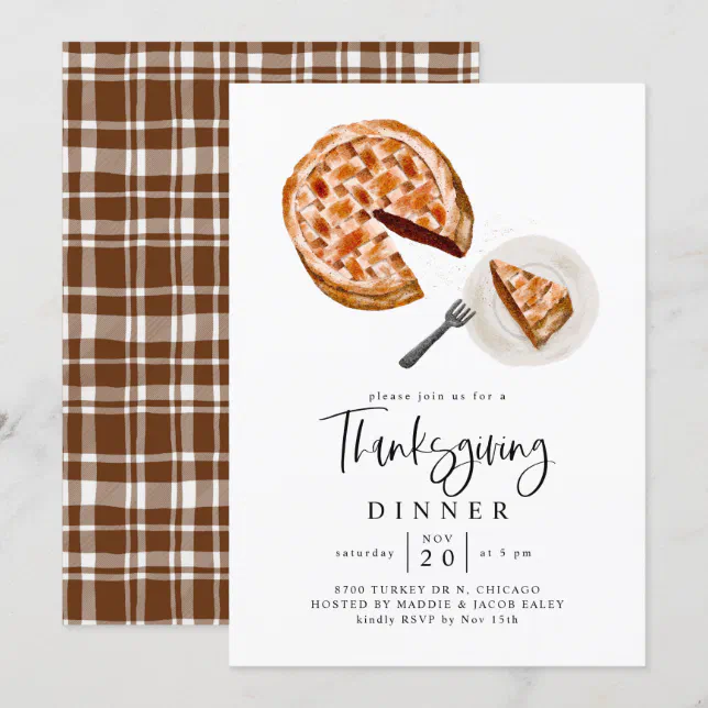 Rustic Pie Thanksgiving Dinner Party Invitation | Zazzle