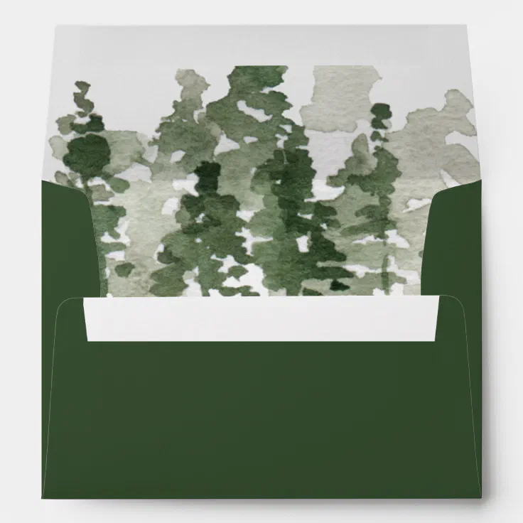 Rustic Pine Forest Personalized Wedding Envelope | Zazzle