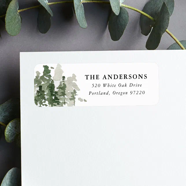 Rustic Pine Forest Return Address Label | Zazzle
