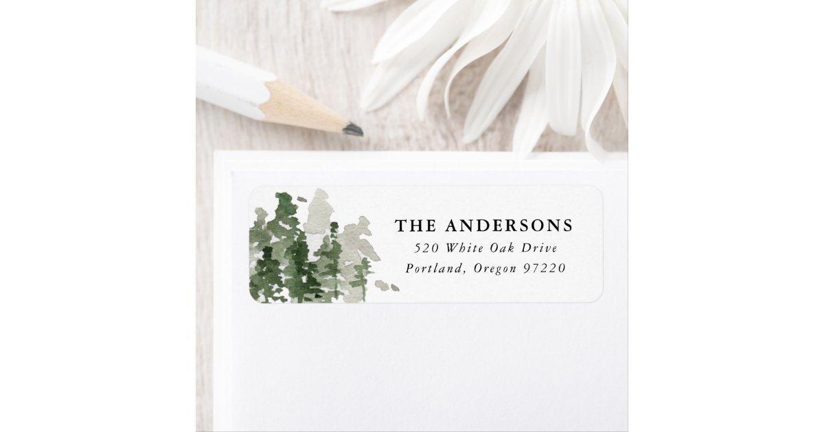 Rustic Pine Forest Return Address Label | Zazzle
