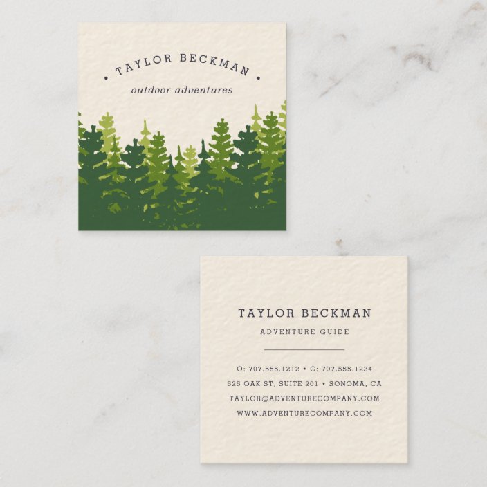 Rustic Pine Forest Square Business Card | Zazzle.com