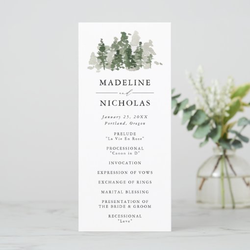 Rustic Pine Forest Wedding Ceremony Program | Zazzle