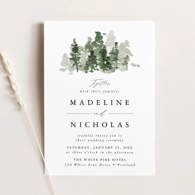 Rustic Pine Forest Wedding Invitation | Zazzle
