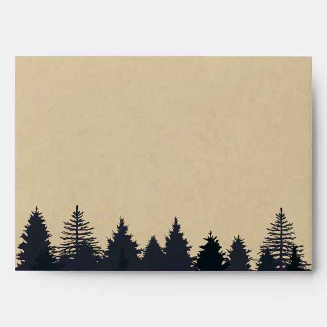Rustic Pine Tree Forest Kraft Wedding 5x7 Envelope | Zazzle