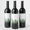 Rustic Pine Tree Forest Wedding Wine Label | Zazzle