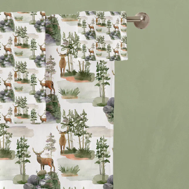 Rustic Pine Trees Deer Bath Towel Set | Zazzle